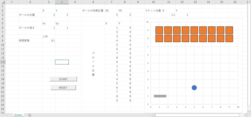 エクセル Vba 独学 Excel Vba コード 独学 学習 ブロック崩しゲーム うちかつにっき