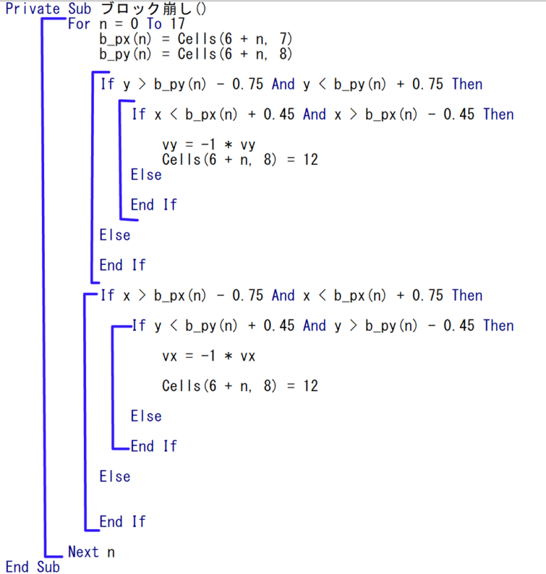 エクセル Vba Excel Vba コード 独学 学習 ブロック崩しゲーム プログラム解説 2 うちかつにっき